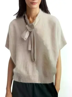 Iris Von Arnim Iris Van Arnim Brushed Knit Sweater With Bow Detail