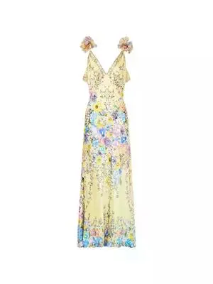 Camilla V-neck Floral-print Maxi Dress - Yellow