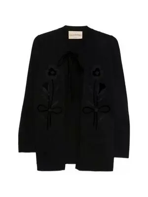 Valentino Garavani Floral Appliqué Bow-fastening Cardigan