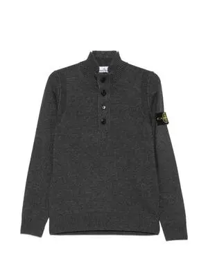 Stone Island Logo-patch Button-up Polo Shirt - Grey