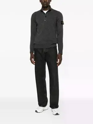 Stone Island Stone Island Logo Patch High Neck Polo Shirt Grey