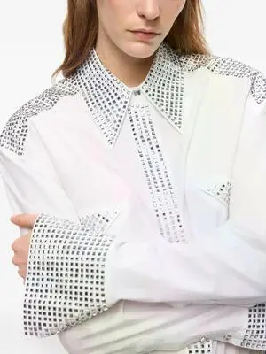 Pinko Poplin Shirt With Strass Embellishments