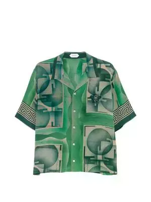 Versace Greca-print Medusa-head Shirt - Green