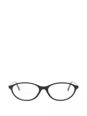 Miu Miu Logo-plaque Oval-frame Glasses - Black