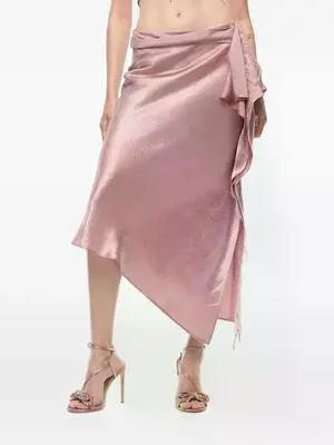 Pinko Asymmetric Midi Skirt In Satin
