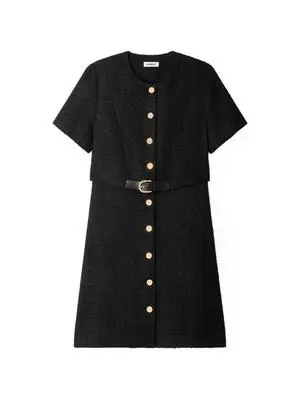 Sandro Belted Button-front Mini Dress - Black