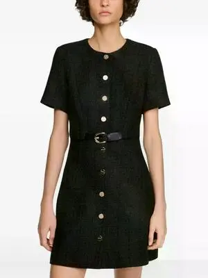 Sandro Belted Button-front Mini Dress