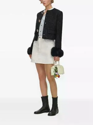 SELF-PORTRAIT Metallic Boucle Jacket With Faux Fur Cuffs