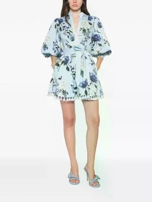 Alice + Olivia Floral Print Puff Sleeve Mini Dress