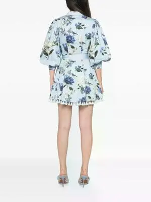 Alice + Olivia Floral Print Puff Sleeve Mini Dress