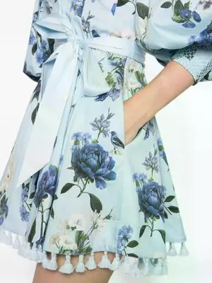 Alice + Olivia Floral Print Puff Sleeve Mini Dress