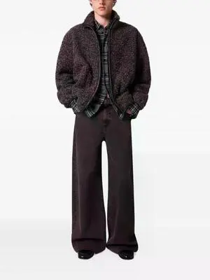 MSGM Logo-patch Bouclé Jacket - Brown