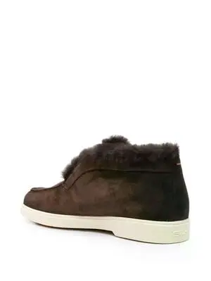 Santoni Fur-trimmed Suede Loafers