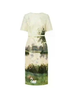 LEO LIN Elizabeth Jacquard-pattern Midi Dress