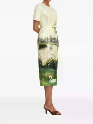 LEO LIN Elizabeth Jacquard-pattern Midi Dress