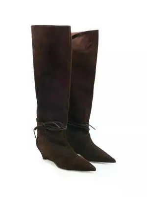 ODISSI Lace-up Wedge-heel Boots - Brown