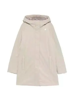 K-WAY Hooded Logo-patch Coat - Neutrals