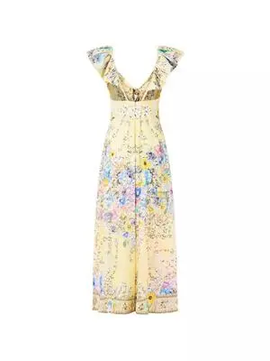 Camilla Tie-front Frill-sleeve Jumpsuit