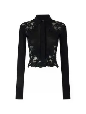 Ermanno Scervino Lace-embroidered Wool Shirt - Black