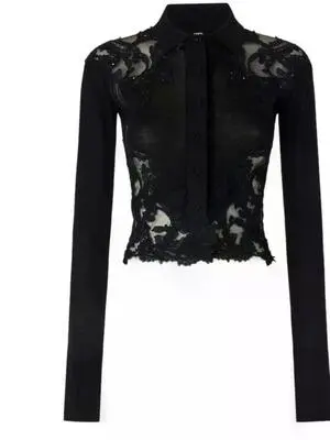Ermanno Scervino Lace-embroidered Wool Shirt