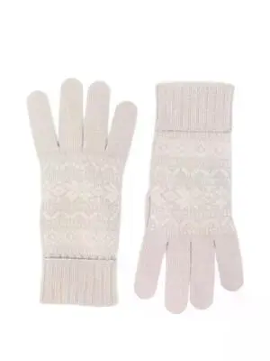 Eleventy Fair Isle-knit Ribbed-cuff Gloves - Neutrals