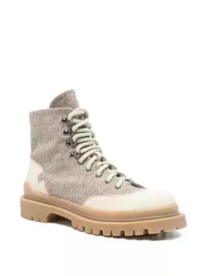 Eleventy Panelled Lug-sole Boots - Neutrals