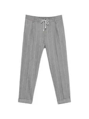 Eleventy Pinstripe Drawstring-waist Trousers - Grey