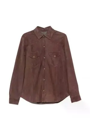 Eleventy Suede Flap-pocket Shirt - Brown