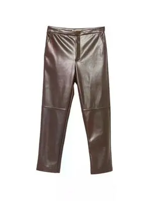 TWINSET Faux-leather Seam Detail Trousers - Brown