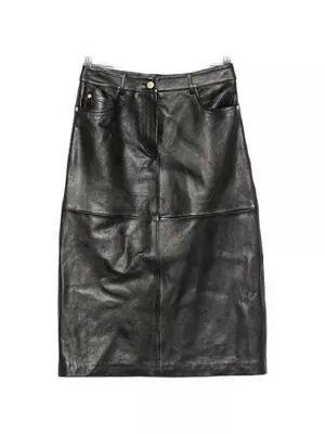 Max Mara Leather Panelled Skirt - Black