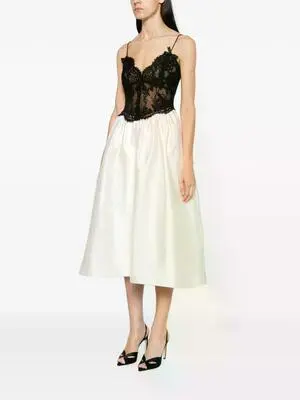 SELF-PORTRAIT Lace-bodice Flared Midi Dress