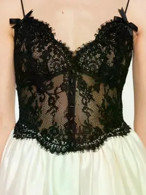 SELF-PORTRAIT Lace-bodice Flared Midi Dress