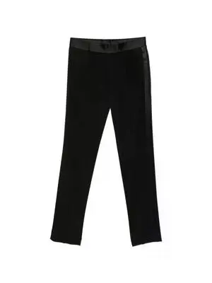 Giorgio Armani Satin-trim Pleated Trousers - Black