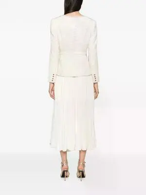 SELF-PORTRAIT Bouclé-knit Pleated Midi Dress