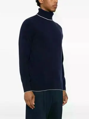 Eleventy Roll-neck Contrast-trim Sweater