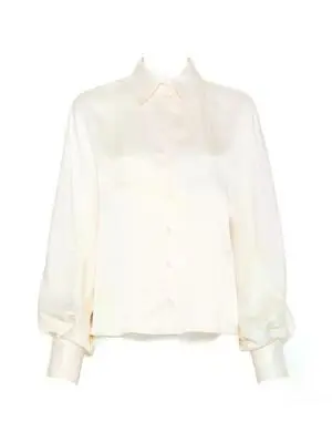 Brunello Cucinelli Balloon-sleeve Silk Shirt - Neutrals