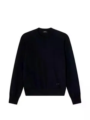 A.p.c. Logo-embroidered Wool Sweater - Blue