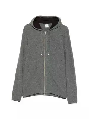 Eleventy Zip-up Cashmere Hood Cardigan - Grey