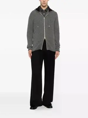 Eleventy Zip-up Cashmere Hood Cardigan
