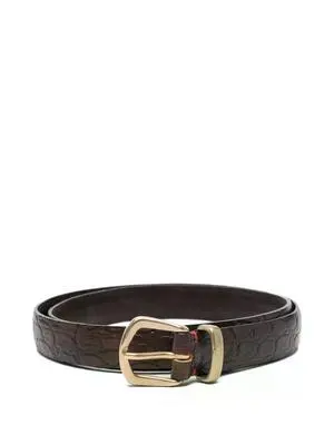 Eleventy Croc-effect Leather Belt - Brown