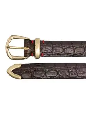 Eleventy Croc-effect Leather Belt