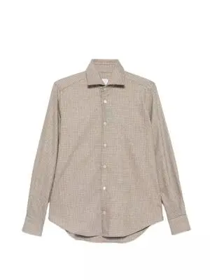 Eleventy Check-pattern Long-sleeve Shirt - Neutrals