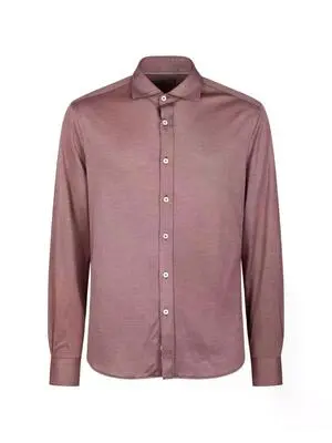 Canali Piqué Long-sleeve Shirt - Pink
