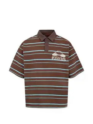 PLEASURES Teleport Boxy Striped Polo Shirt - Brown