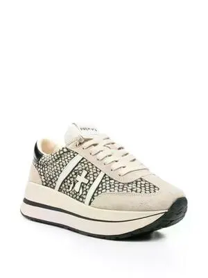 Premiata With Snakeskin-effect Panels And Platform Sole