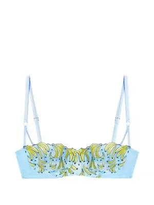 FLEUR DU MAL Banana-embroidery Balconette Bra - Blue