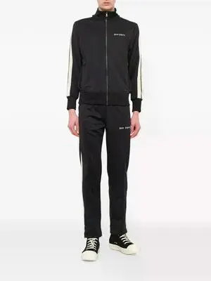 Palm Angels Logo-embroidered Striped-sleeve Sweatshirt