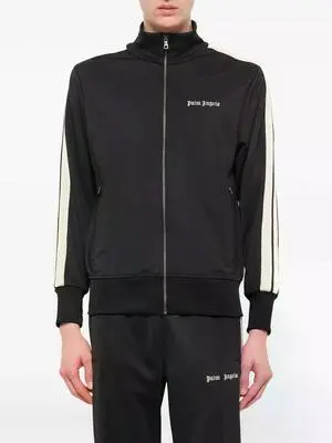 Palm Angels Logo-embroidered Striped-sleeve Sweatshirt