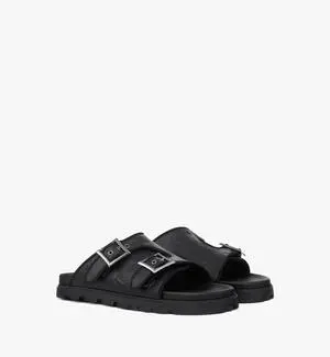 Mcm Sandals In Embossed Monogram Leather - Black