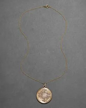 Alexis Bittar Antique Victorian 14k Fill Locket Necklace With Hand-etched "m" Initial Pendant - Gold
